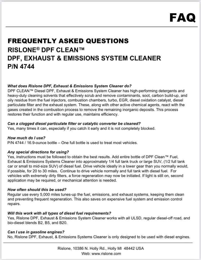 Rislone 4744 DPF Clean Diesel DPF Exhaust Emissions Cleaner – Lime Miami