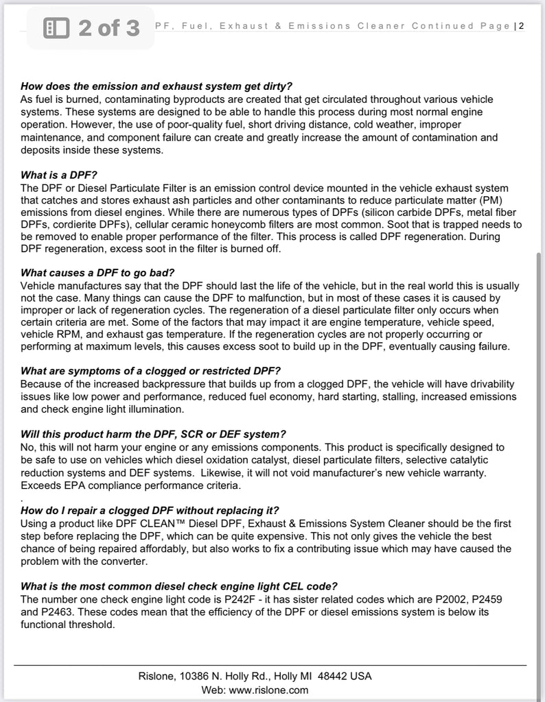 Rislone 4744 DPF Clean Diesel DPF Exhaust Emissions Cleaner – Lime Miami