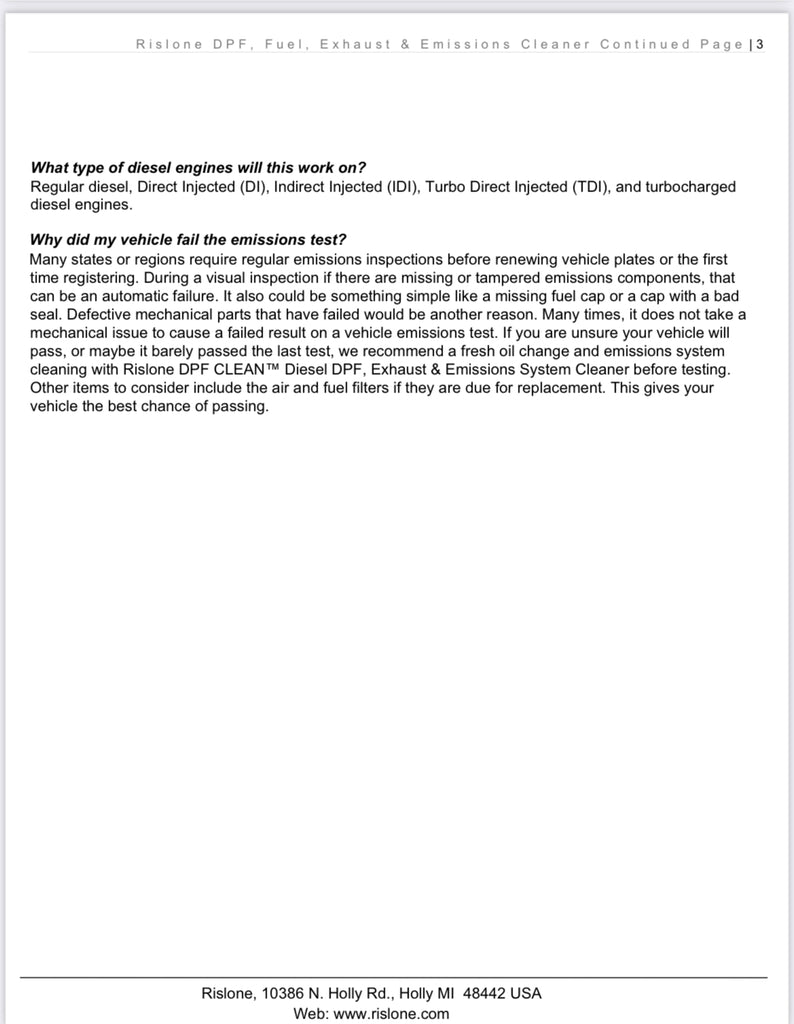 Rislone 4744 DPF Clean Diesel DPF Exhaust Emissions Cleaner – Lime Miami