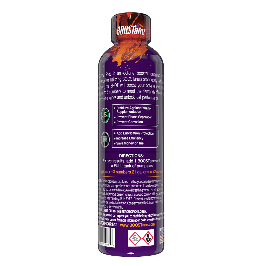 BOOSTane Shot Octane Booster 96 Octane for 16 Gallons (4-Ounce Bottle ...